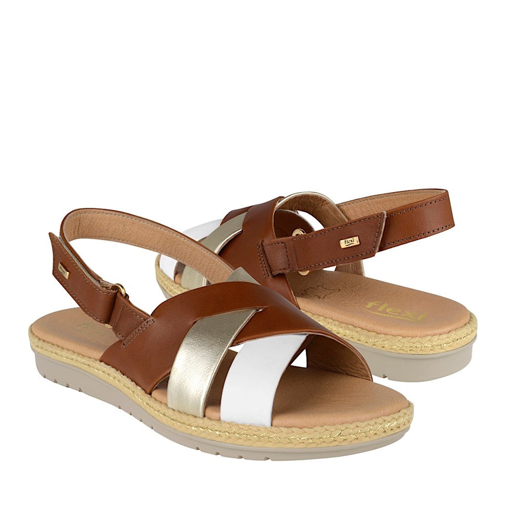 Sandalias Dama Flexi 100224 Piel Café Stylo México